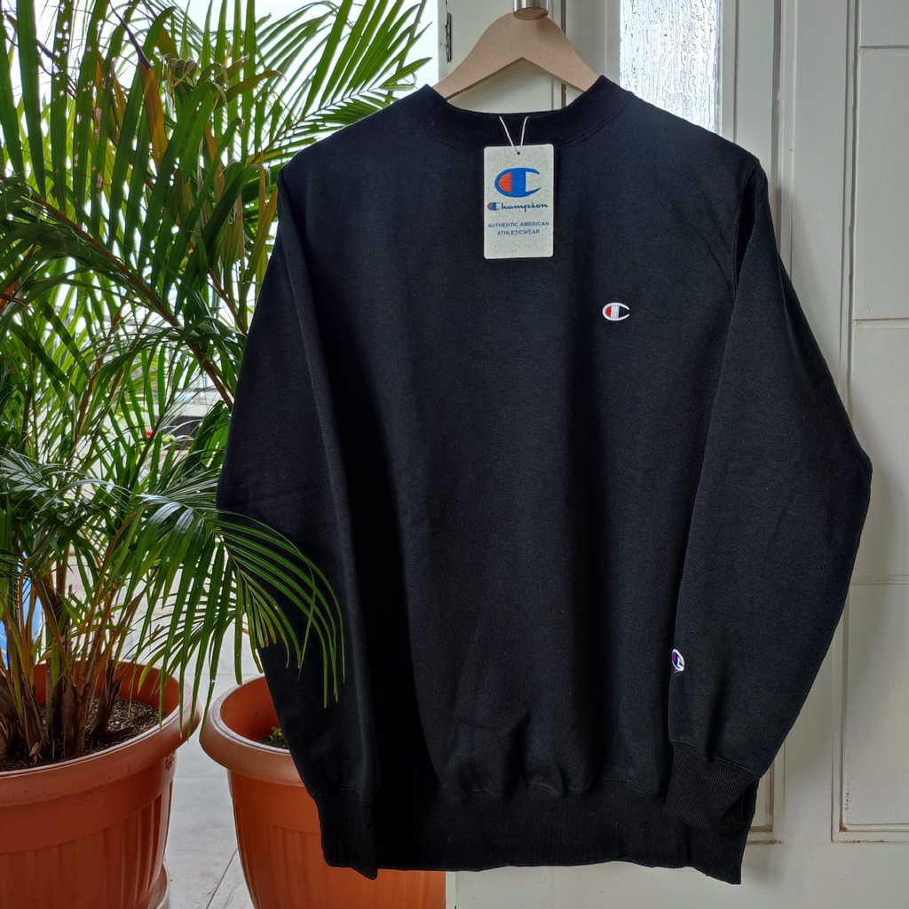 Jual Crewneck Champion Basic Logo Black (COD) | Shopee Indonesia