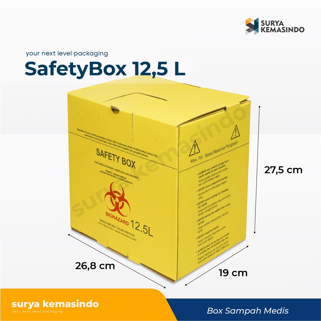 Jual SAFETY BOX 12.5 Liter Sampah Medis/Safetybox/Alkes/BioHazard ...
