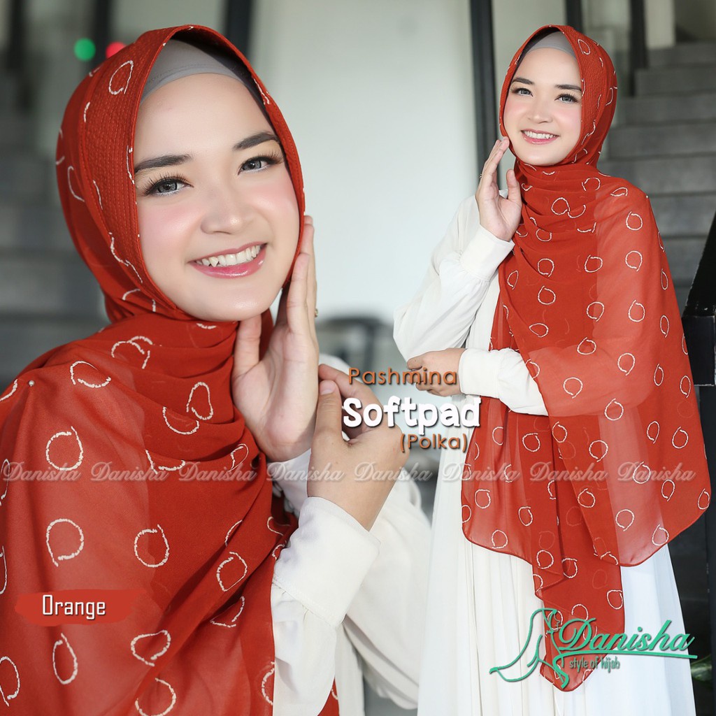 Jual Jilbab Pashmina Soft Pad Polka Ori Danisha Hijab BY QOID | Shopee ...