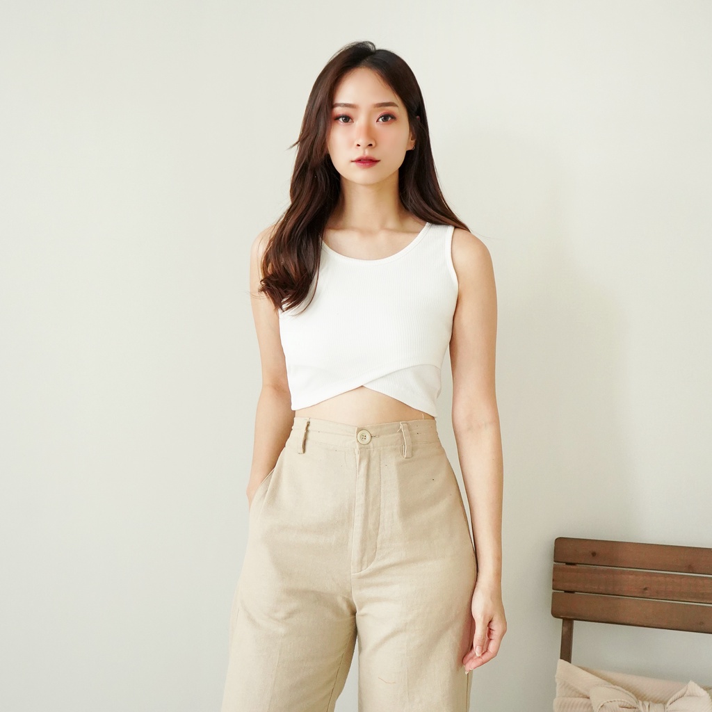 Jual Tanktop Croptop Basic Polos Wanita Knit Baju Atasan Wanita 131 ...