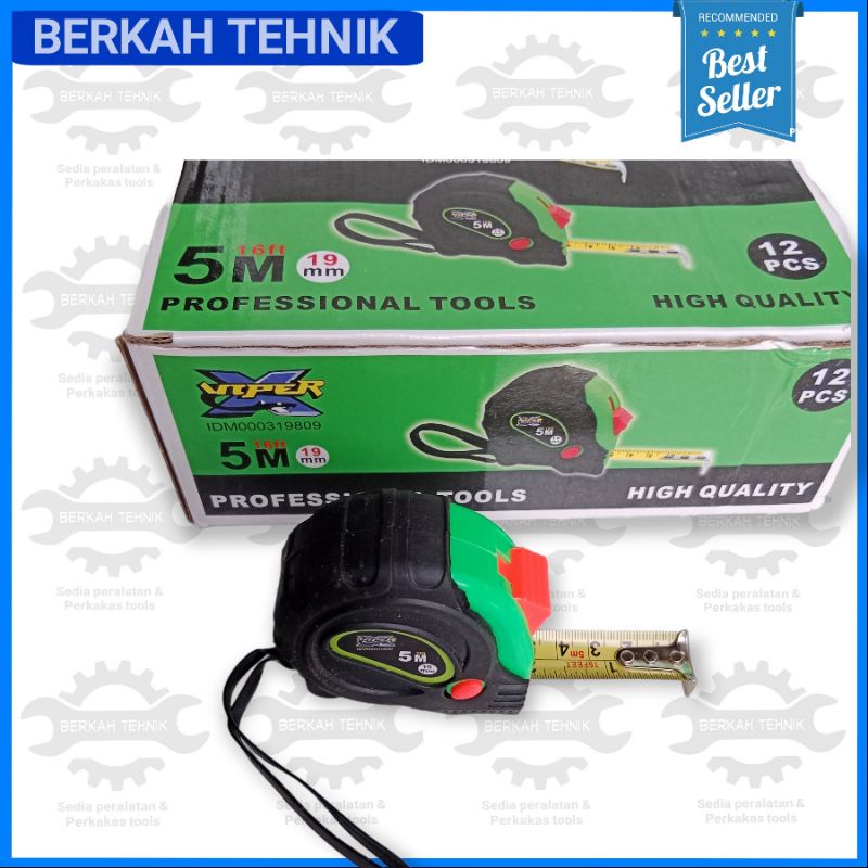 Jual meteran 3m 5m 7,5m tukang bangunan / meteran karet berkualitas merk viper / meteran roll 3 ...