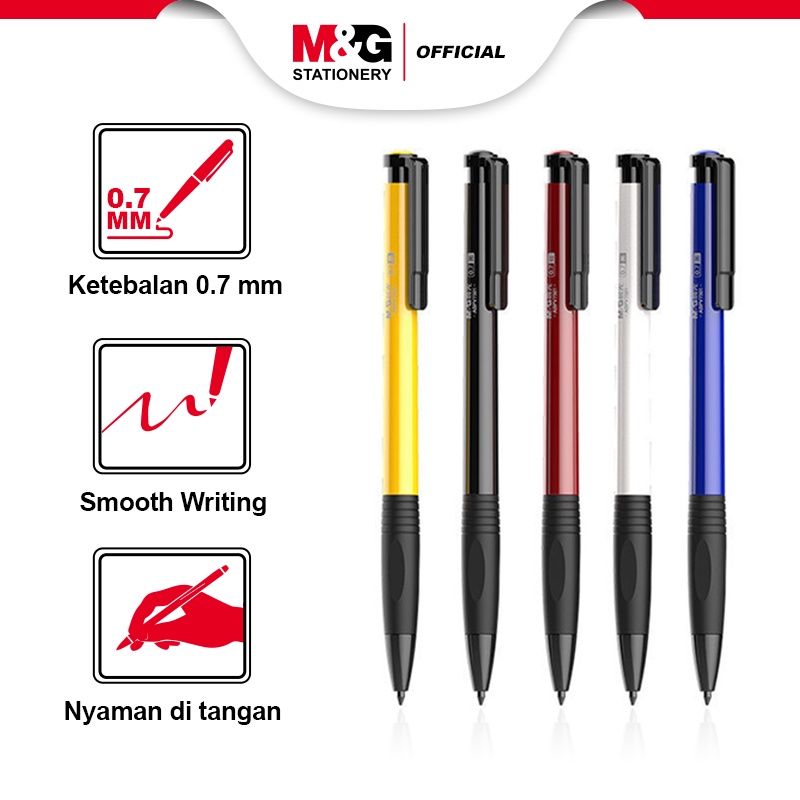 Jual M&G Ekonomis Retractable Pulpen Ball Pen Tinta Biru dan Hitam dan ...