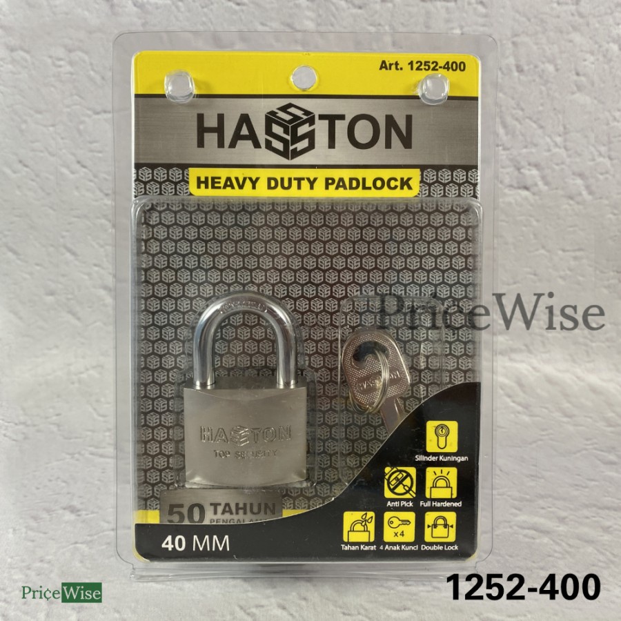 Jual Gembok Chrome Leher Pendek 40 mm Hasston 1252-400 Heavy Duty ...