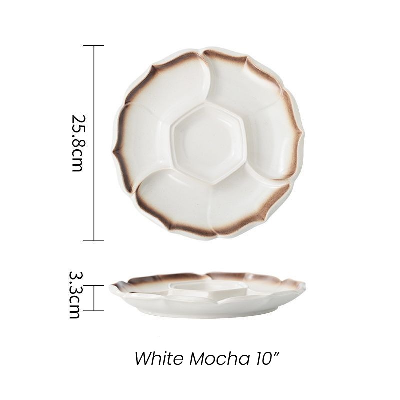 Jual Mori Round Platter / Piring Saji Makan Sekat Keramik Restoran ...