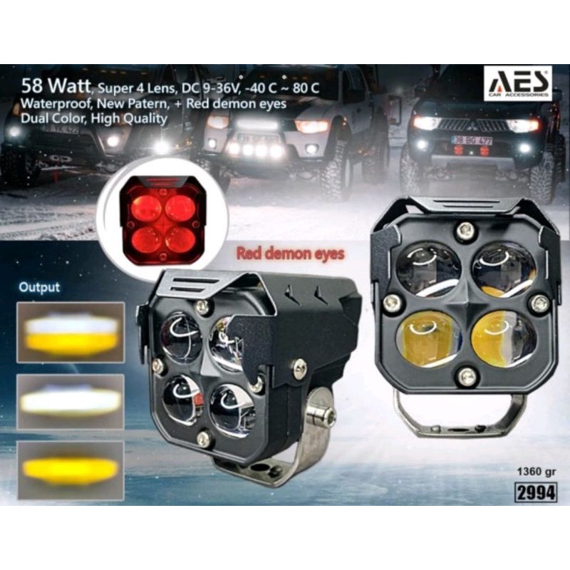 Jual Lampu Tembak P61 led 4-Lensa Sorot Laser 58Watt Hi loo beam Devil ...