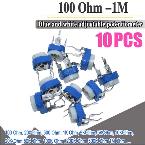 Jual 10 Pcs RM065 WH06-2 Trimpot VR Biru Putih 3 Kaki 3 Pin ...