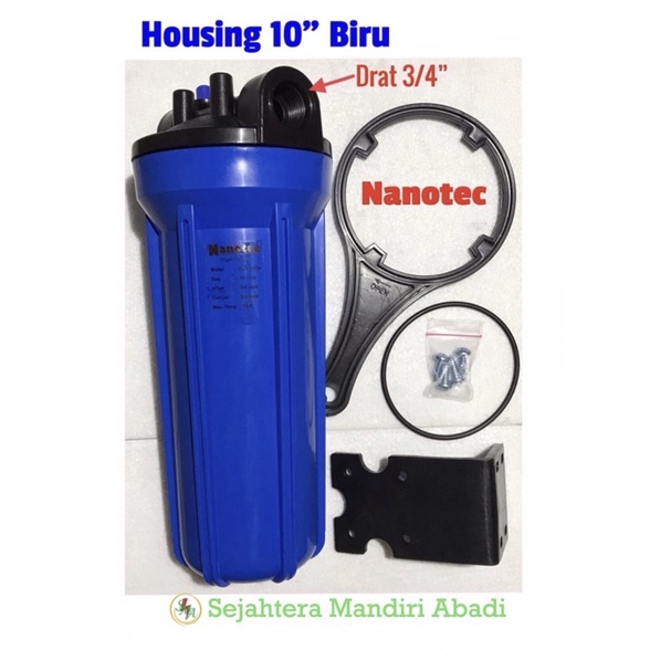 Jual Housing 10 Inch Drat 3/4” Biru Filter Catridge Sediment RO Nanotec ...