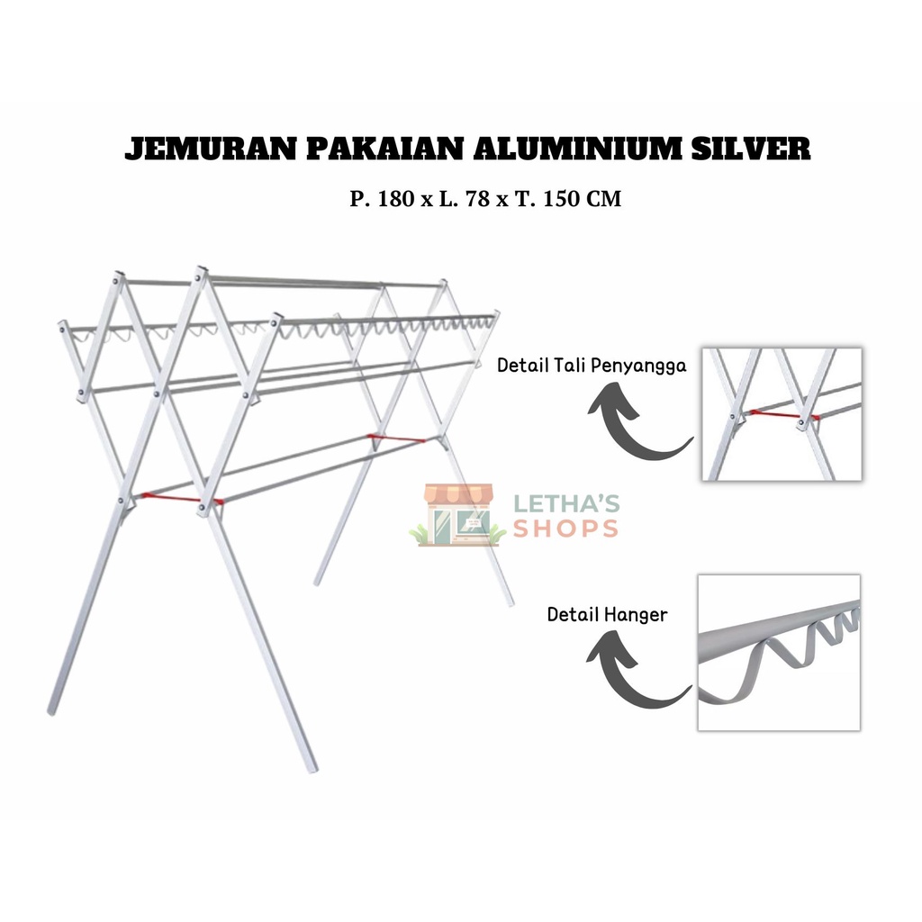 Jual Jemuran baju aluminium warna besar 180 + hanger | Shopee Indonesia