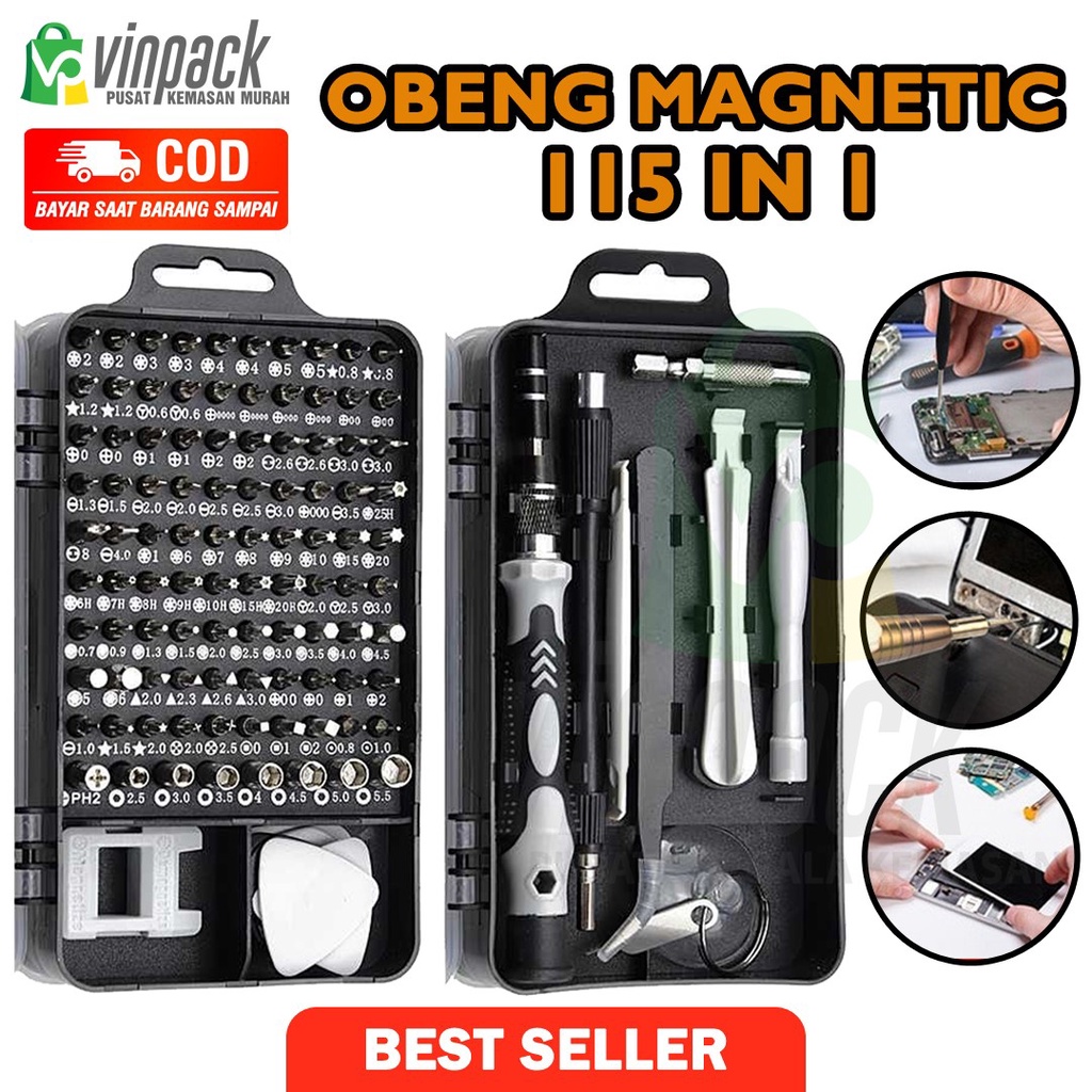 Jual Obeng HP Full Set 115 in 1 Multifungsi/ Obeng 115 in 1 HP Full Set Obeng Service Komputer ...