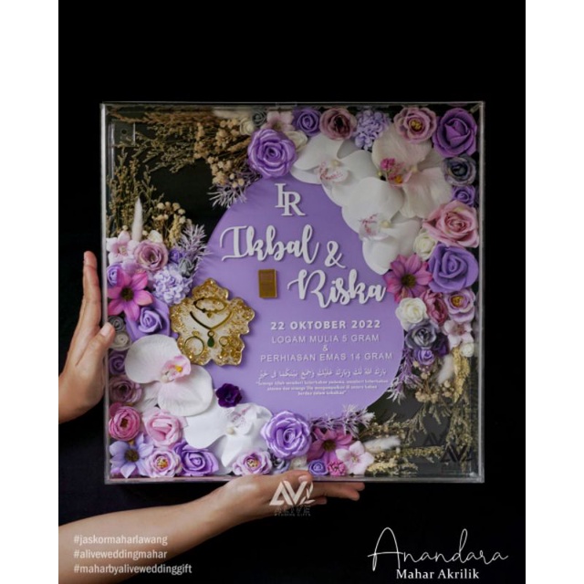 Jual Mahar Frame akrilik transparan ukuran 40x40 (Papan nama pengantin ...