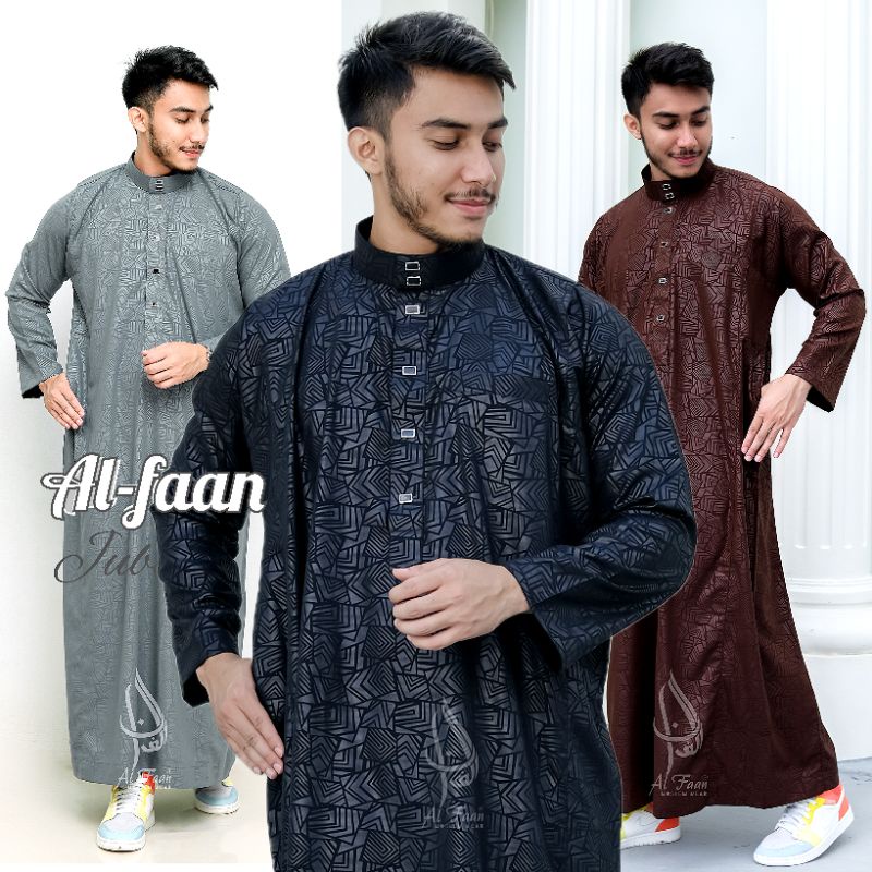 Jual Jubah Pria Gamis Pria Jubbah motif Emboss Jubah Pria Muslim Lengan ...