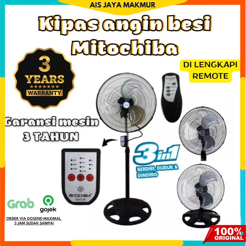 Jual KIPAS ANGIN MITOCHIBA MT-1822 REMOTE / KIPAS ANGIN MITO 3IN1 PLUS REMOT | Shopee Indonesia