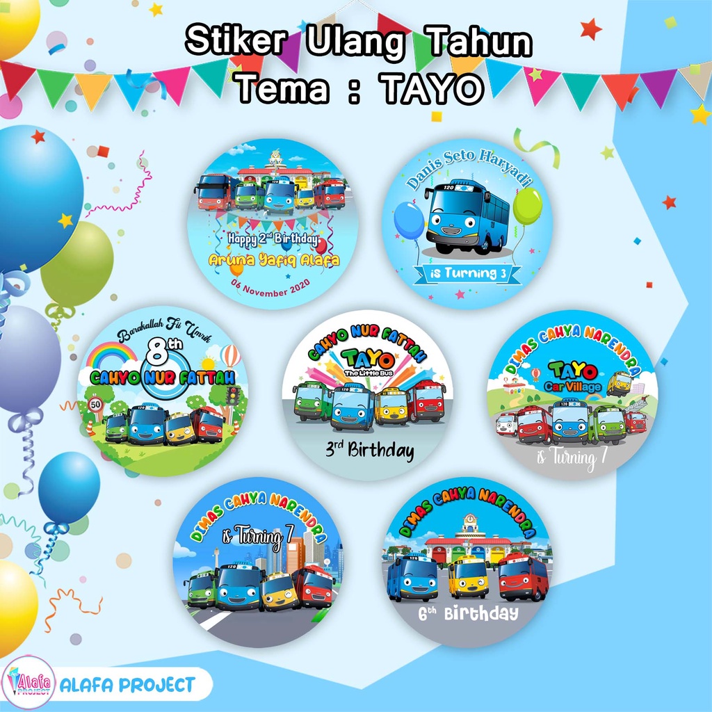 Jual AlafaProject Stiker Ulang Tahun Anak Tema Tayo / Stiker Label ...