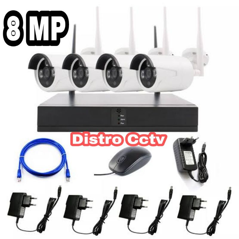 Jual Paket Nvr kit 4ch 8mp Full Wireless Komplit Paket Camera IP 8 MP 4 ...
