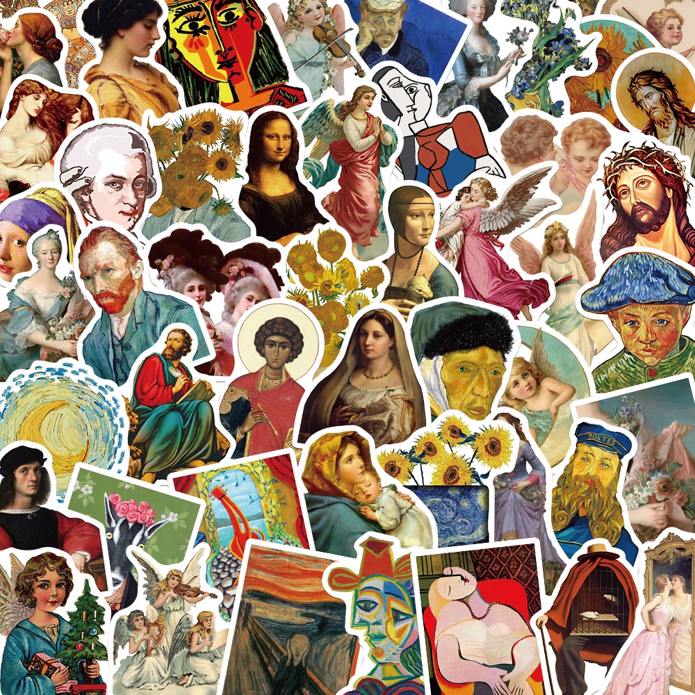 Jual Stiker Desain Lukisan Minyak Van Gogh David Mona Lisa Gaya retro ...