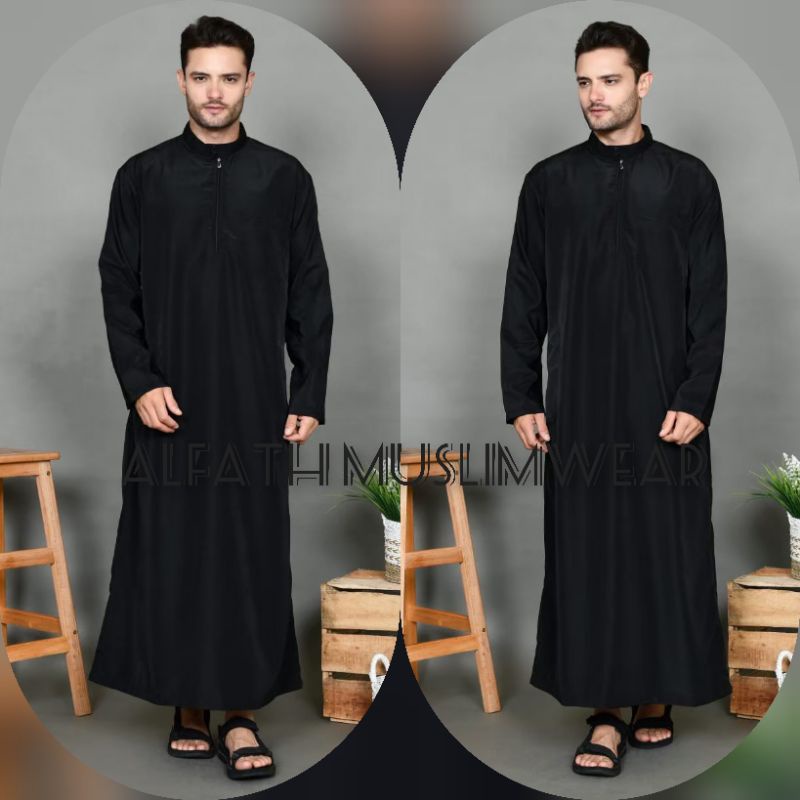 Jual Gamis Pria Muslim Dewasa Polos Lengan Panjang Bahan full Katun Beeswhay Jubah Arabic Pria ...