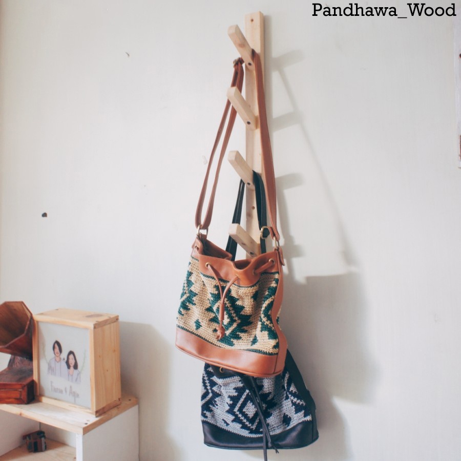 Jual Rak Tas Gantung Serbaguna Dengan 5 Buah Hook Gantungan Minimalis ...