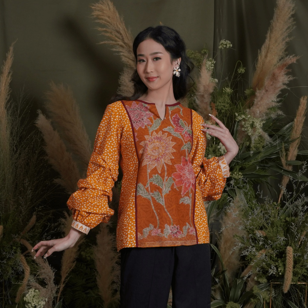 Jual NONA RARA - Keropi Matahari T1785, Baju Batik Kasual Modern ...
