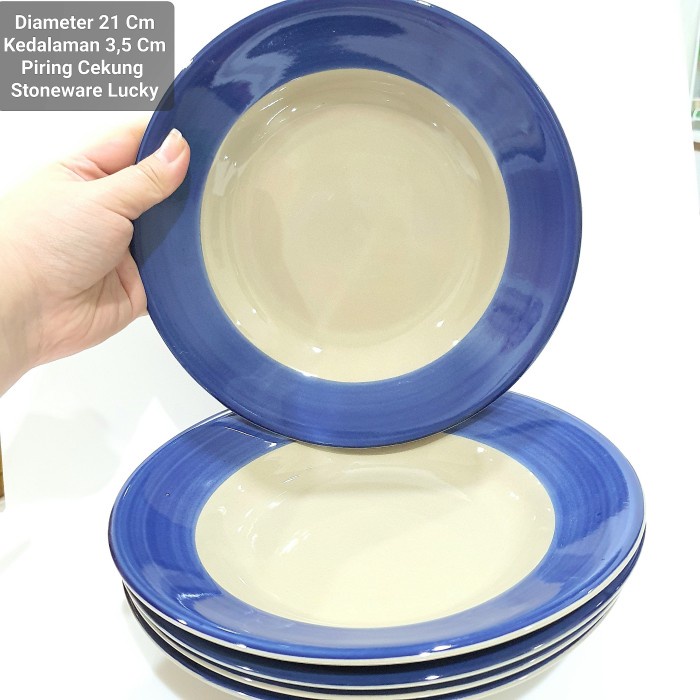 Jual Piring Keramik Cekung Stoneware Diameter 21 Cm / Piring Makan ...