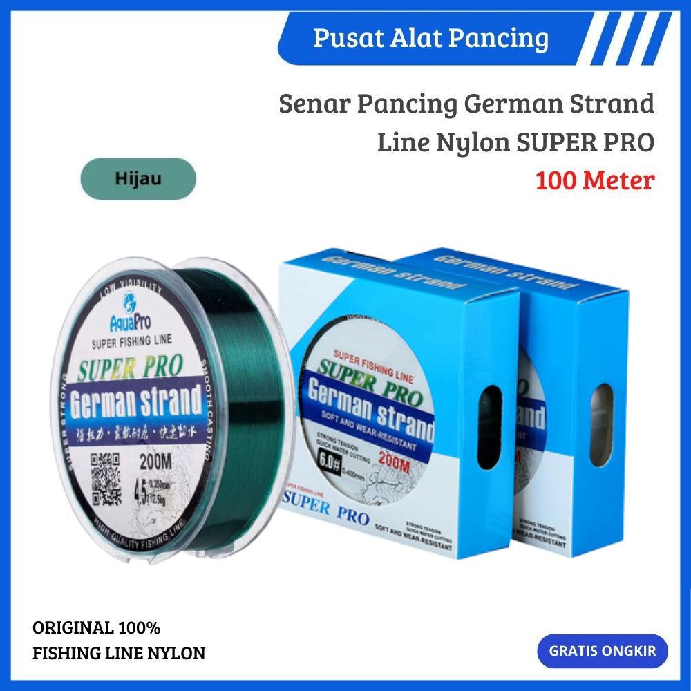 Jual Senar Pancing Germany Fishing Line 100M Warna Hijau Green Senar ...