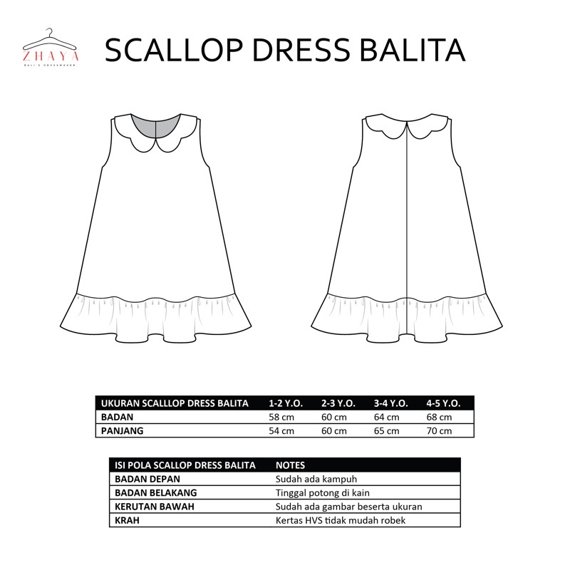 Jual POLA BAJU INSTAN MANUAL SCALLOP DRESS BALITA | Shopee Indonesia