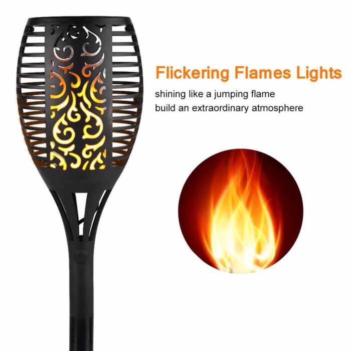 Jual Lampu Taman Solar Led Panel Tenaga Matahari Model Obor Api ...