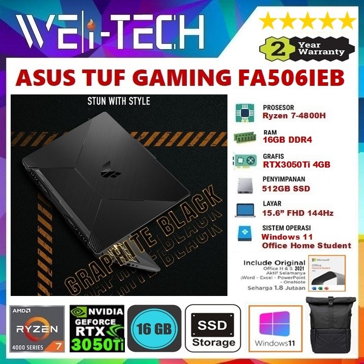 Jual ASUS TUF GAMING A15 FA506IEB - RYZEN 7-4800H 8GB 512GB RTX3050Ti ...