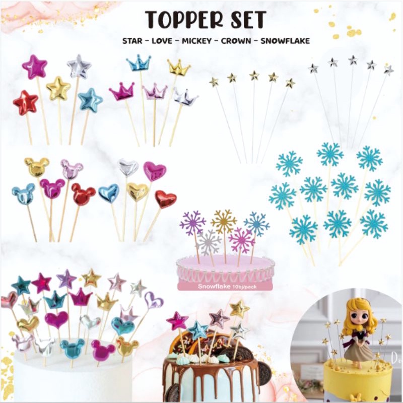 Jual Toper Cake Cupcake Cute | Hiasan Kue Lucu | Topper Happy Birthday Bintang Hati Mickey ...