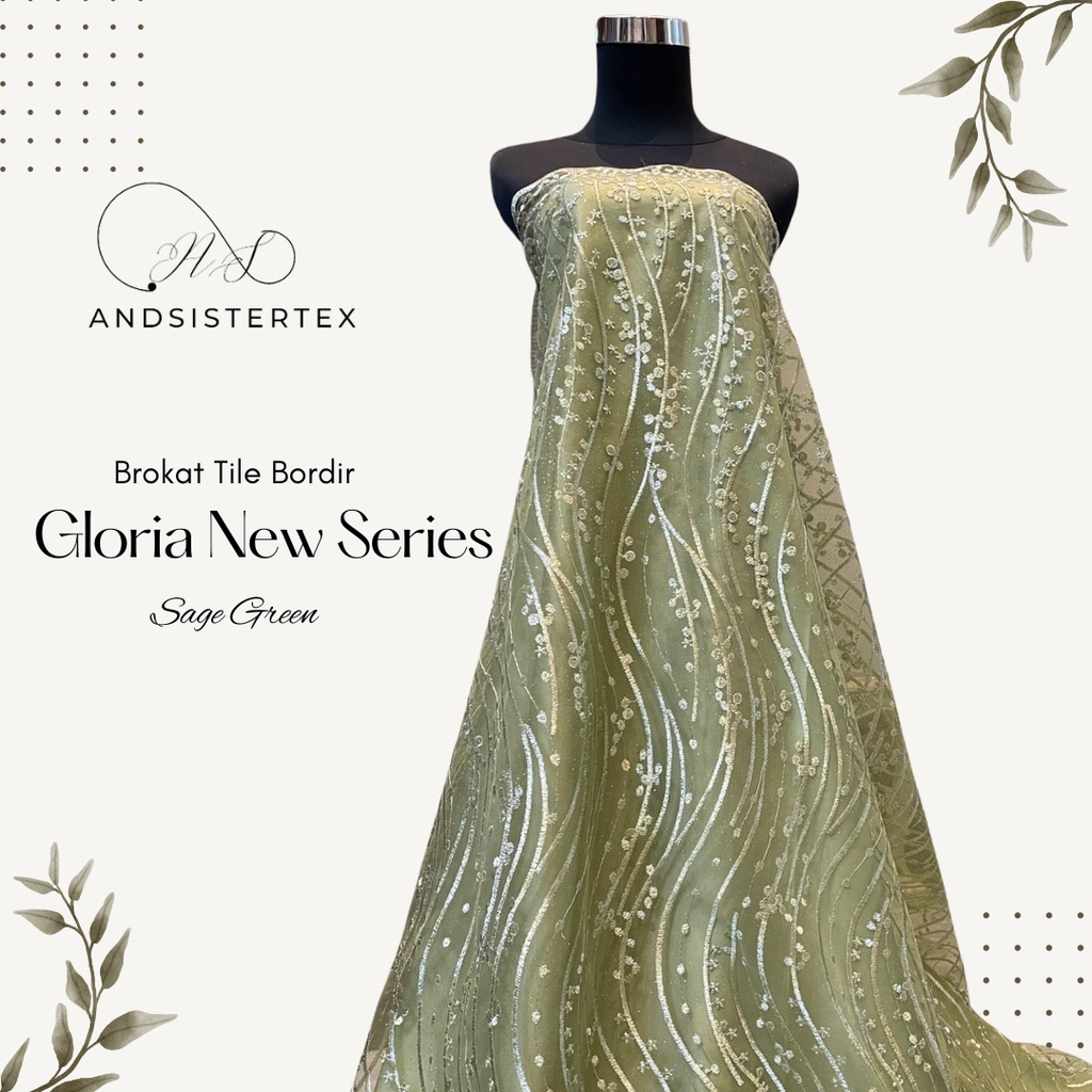 Jual Bahan Kain Brokat Tile Til GLORIA Luxury Hijau Wardah Mocca ...