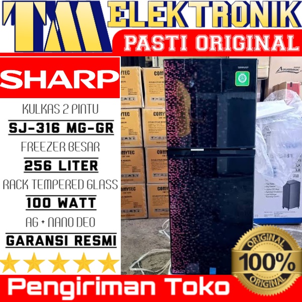 Jual KULKAS SHARP SJ 316MG-GR/GB / KULKAS 2 PINTU KAPASITAS 256 LITER ...