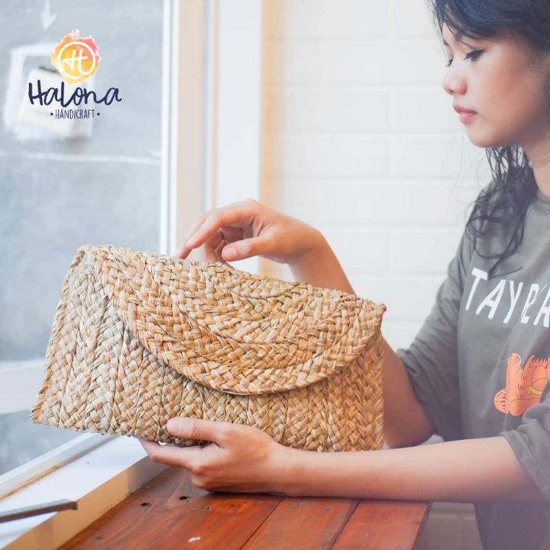 Jual Clutch handbag handmade anyaman mendong oversize pesta casual ...