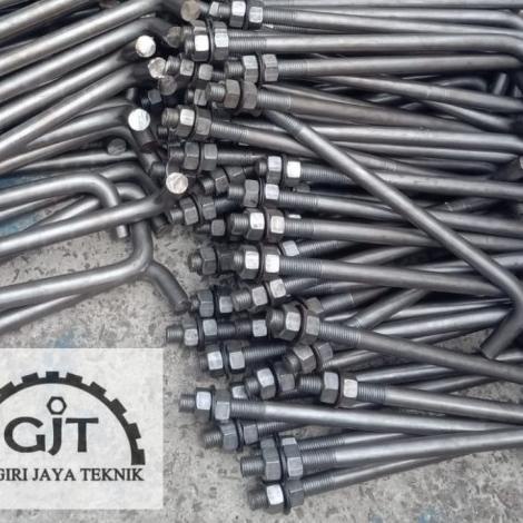 Jual angkur L UK 16mm panjang 50cm+2nut+2ring(besi beton hitam ...