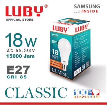 Jual Lampu LED LUBY Classic 18 Watt Bohlam Bulb 18W W cahaya putih Cool ...