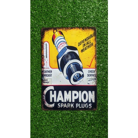 Jual Poster kaleng metal motif Vintage/Enamel/Tin sign Champion ...