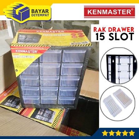 Jual Kenmaster Organizer Rak Susun Drawer 15 Slot Kotak Spare Part ...