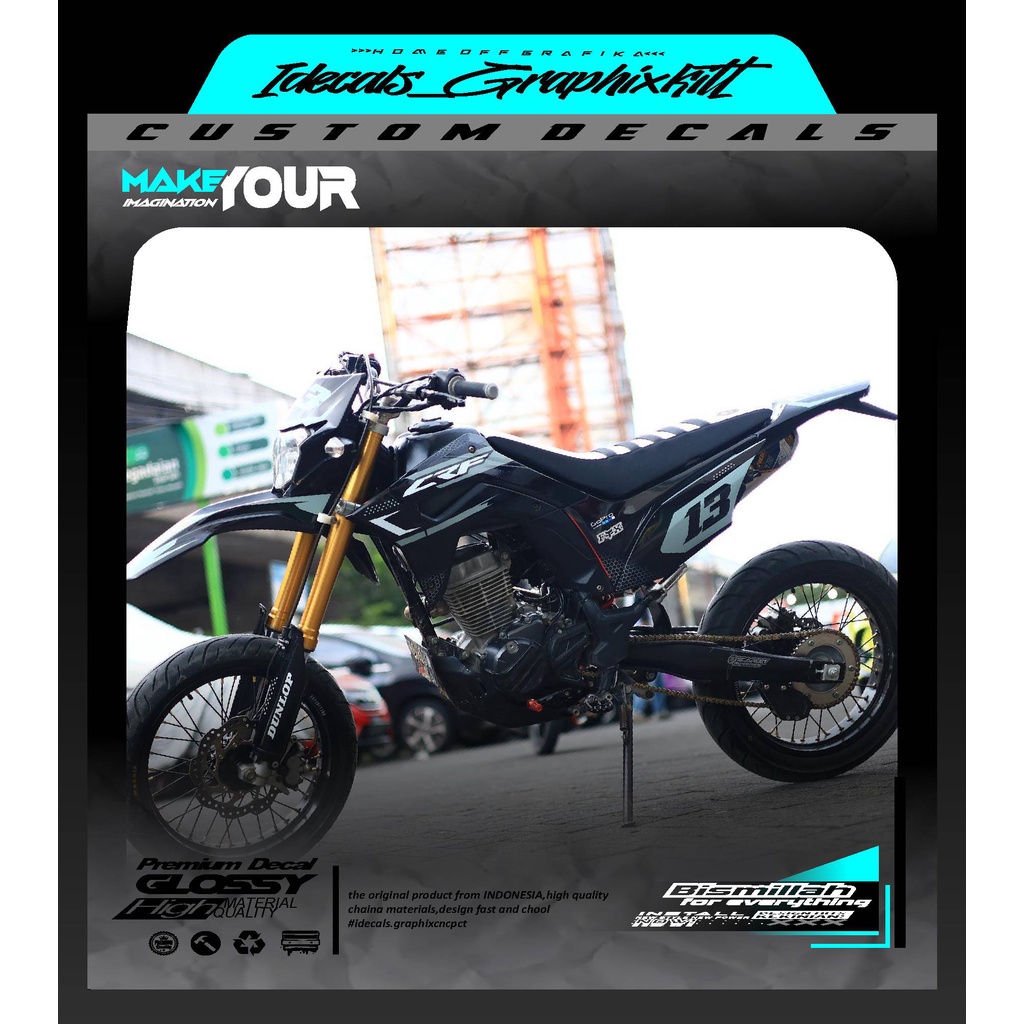 Jual 00393 sticker decals fullbody honda crf 150L tema garis supermoto simpel bebas custom ...