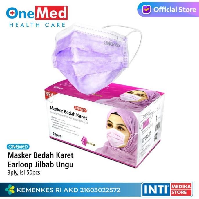Jual ONEMED - Masker Jilbab 3 Ply | Surgical Headloop Mask | Masker ...