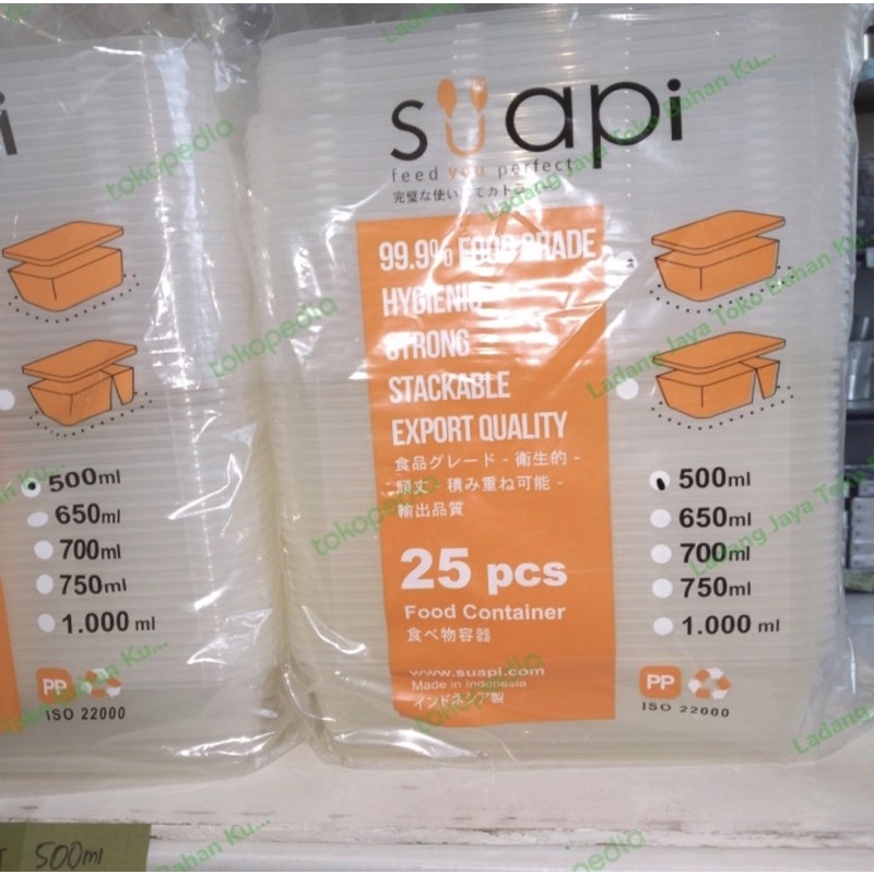 Jual Suapi kotak makan mika plastik 500ml / 650ml / 750ml / 1000ml ...