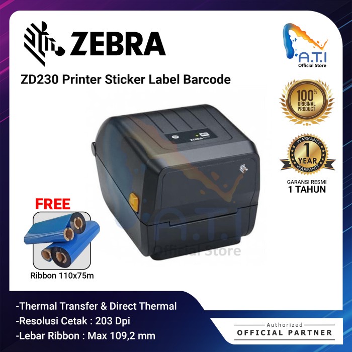 Jual ZEBRA Printer Sticker Label Barcode ZD230 ZD 230 2in1 Direct ...