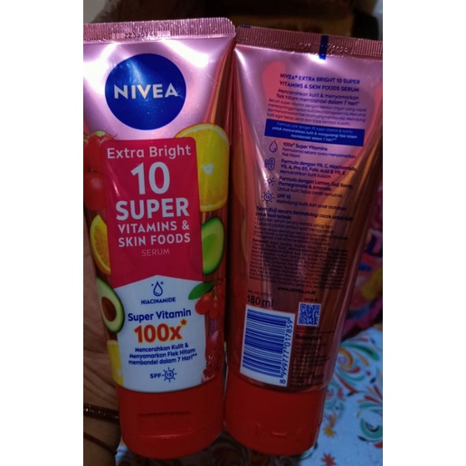 Jual Nivea Extra Bright 10 super vitamins&skin food serum 180ml ...
