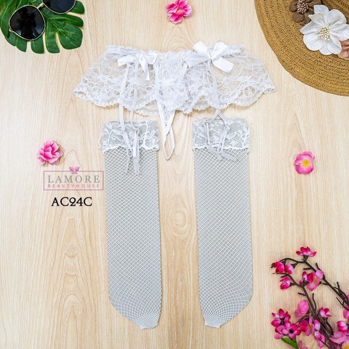 Jual GARTER BELT SABUK PAHA SEKSI + STOCKING SEXY LACE PUTIH AC24C ...