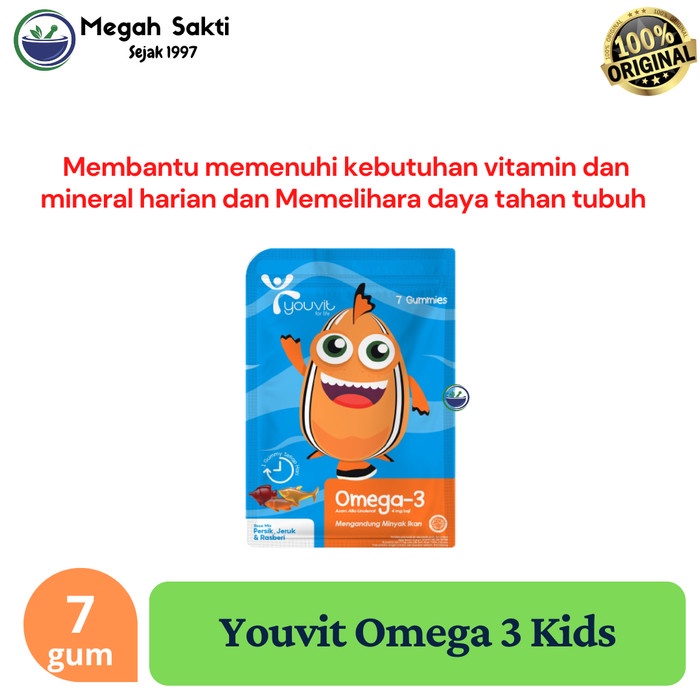 Jual Megah Sakti - Youvit Omega SACHET Anak / Child isi 7 Gummy ...