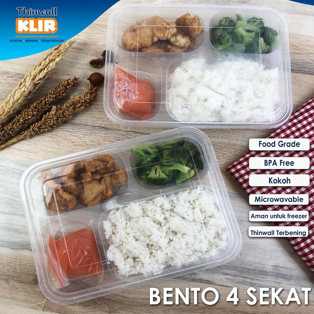 Jual Thinwall Bento Sekat 4 / Kotak Makan Plastik Bento Sekat 4 / Food Container Bento Sekat 4 ...