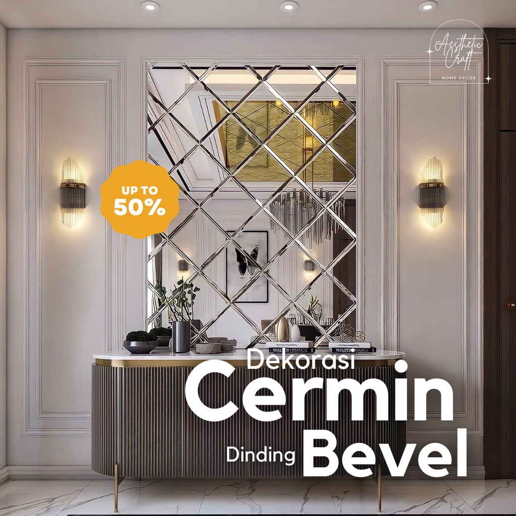 Jual Cermin Bevel Dekorasi Dinding Tebal 5Mm Custom Ukuran | Shopee ...