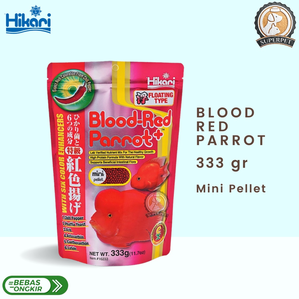 Jual Hikari Blood Red Parrot Mini dan Medium 333 gr. Makanan Ikan Red ...