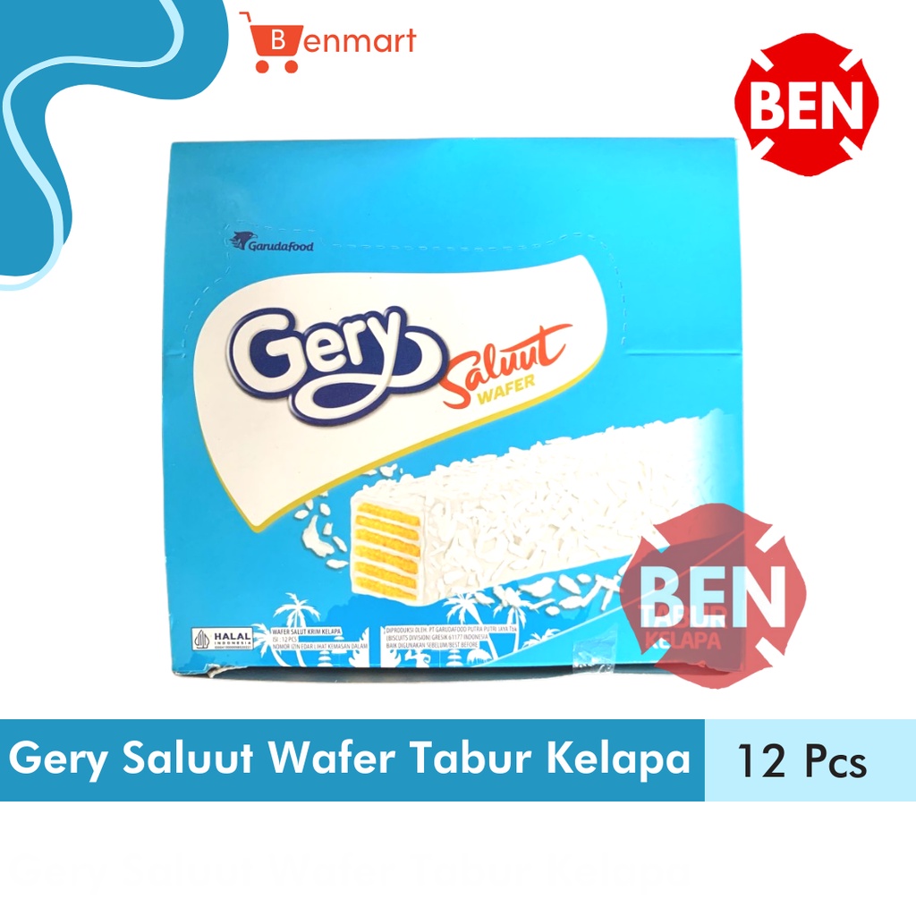 Jual Gery Saluut Wafer TABUR KELAPA 1 Box 12 Pcs Coconut Biru Salut ...