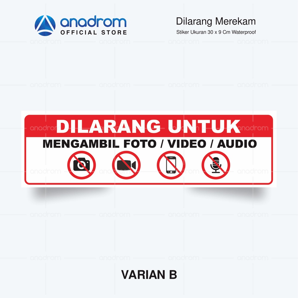 Jual Stiker Dilarang Merekam I Size 30x9 Cm I Anadrom 3201 | Shopee ...