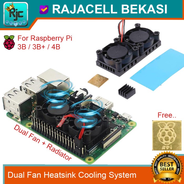Jual Dual Fan Heatsink Radiator Cooling System for Raspberry Pi 3B 3B ...