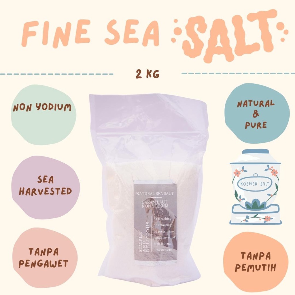 Jual FINE SEA SALT 2000 GRAM | Natural Sea Salt | Kosher Salt | Garam ...