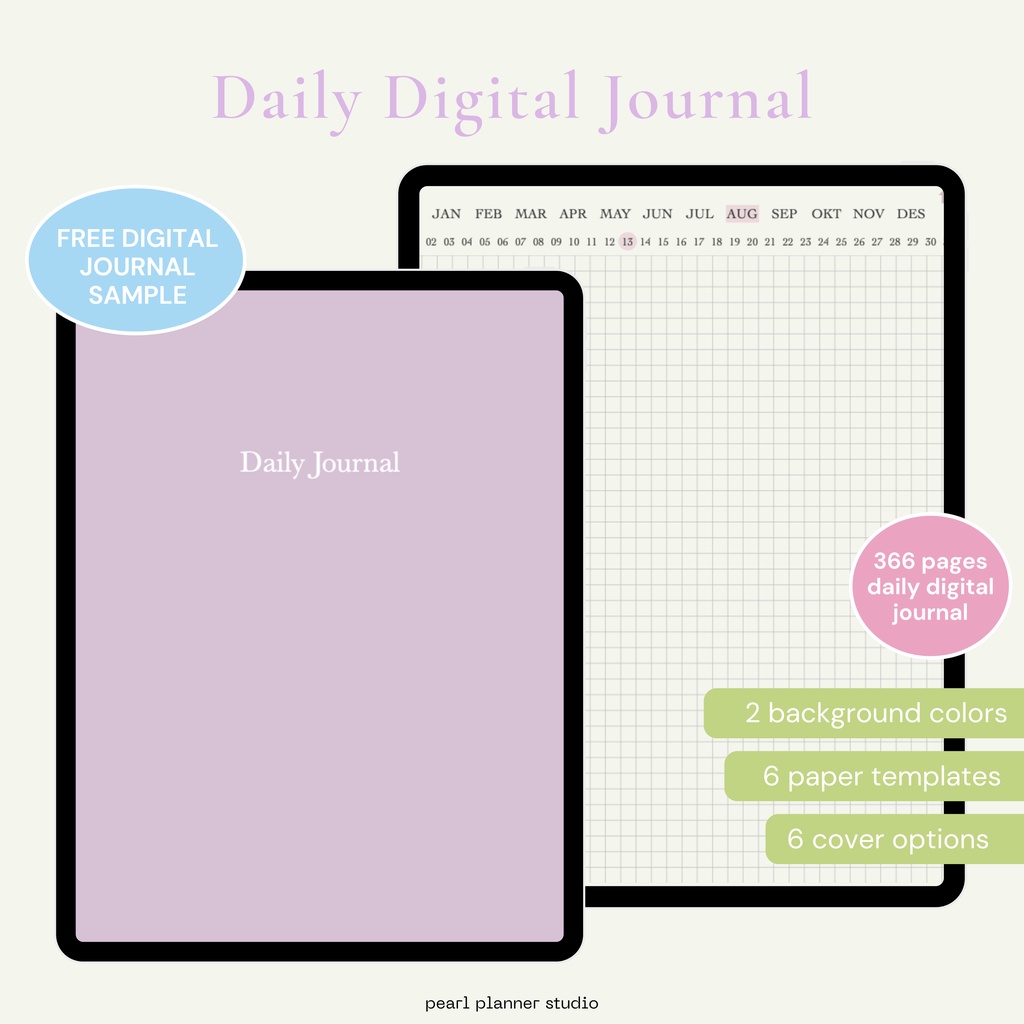 Jual 365 Digital Daily Journal | Daily Journal | Digital Planner | Grid ...